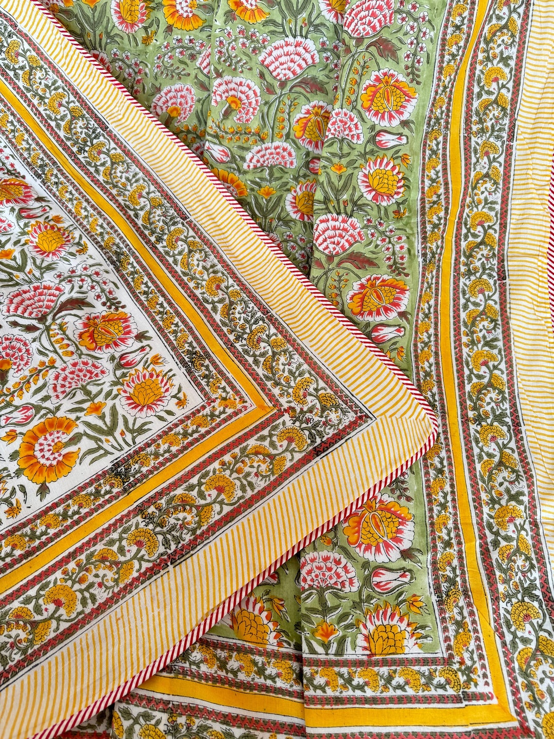 Handblock Printed Cotton Dohar, Block Print Quilt, Lightweight Razai ...