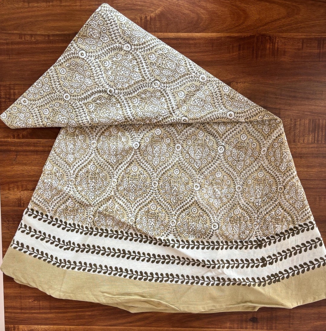 Floral Block Print Round Tablecloth: Indian Cotton Table Cover - Etsy