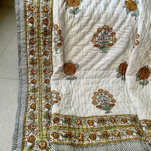 Hand Block Print Quilt, Anokhi Jaipuri Design, Handmade Blanket, Boho ...