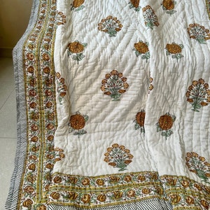 Hand Block Print Quilt, Anokhi Jaipuri Design, Handmade Blanket, Boho ...