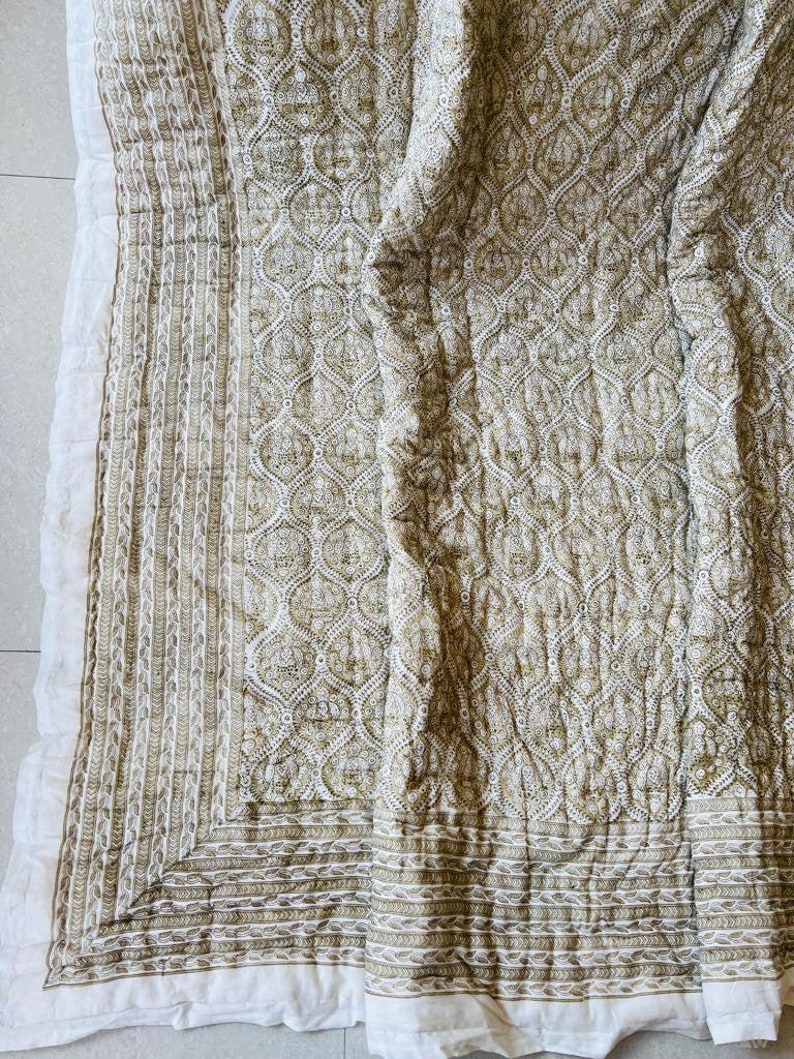 Indian Hand Block Printed Quilt Floral Cotton Quilt Handmade - Etsy