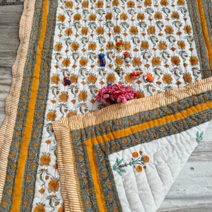 Handmade Block Print Baby Quilt, Indian Jaipuri Baby Rajai, Boho ...
