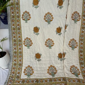 Hand Block Print Quilt, Anokhi Jaipuri Design, Handmade Blanket, Boho ...