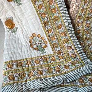 Hand Block Print Quilt, Anokhi Jaipuri Design, Handmade Blanket, Boho ...