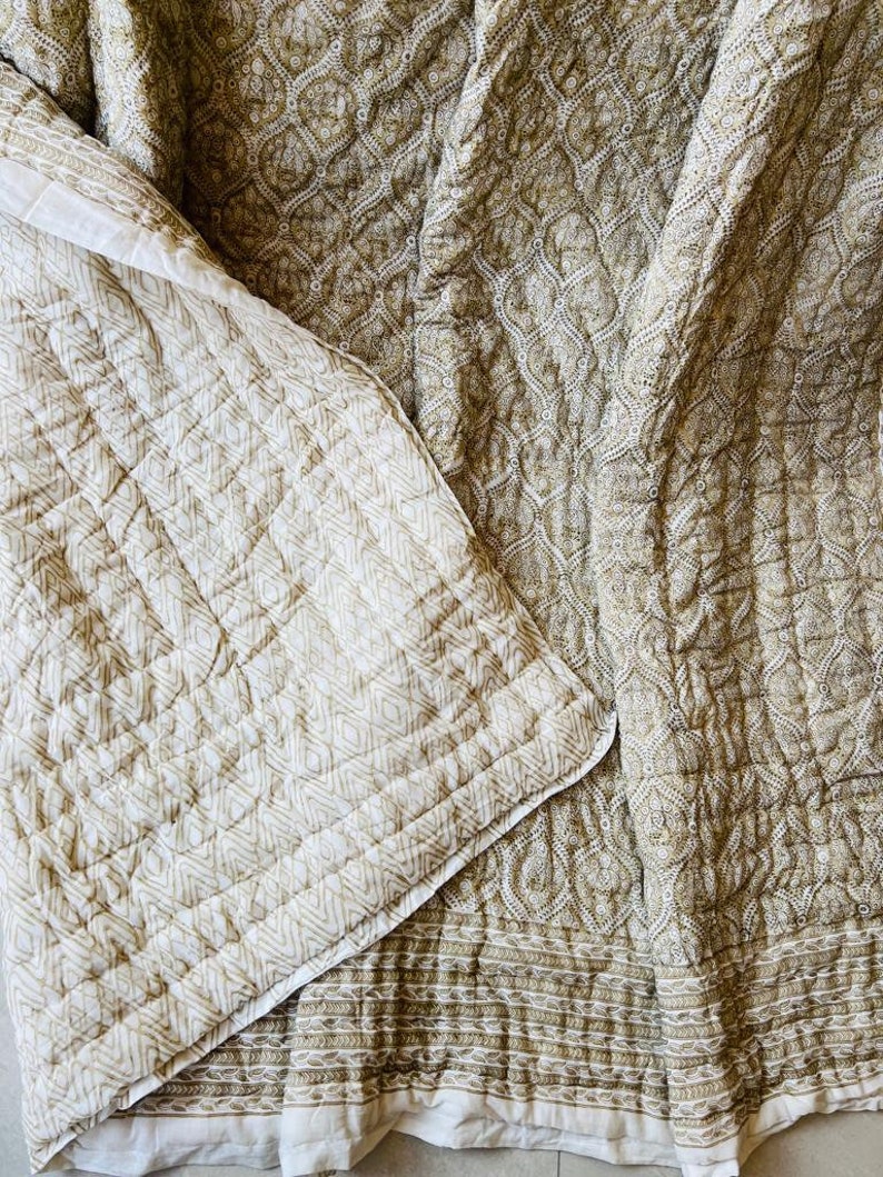 Indian Hand Block Printed Quilt Floral Cotton Quilt Handmade - Etsy