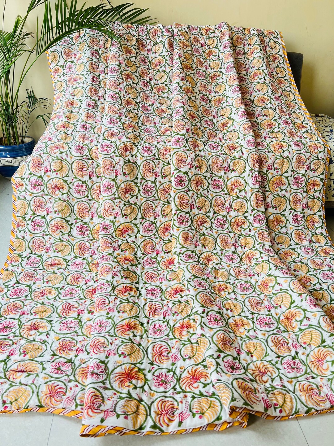 Indian Block Print Quilt Jaipuri Reversible Quilt Handmade - Etsy Australia