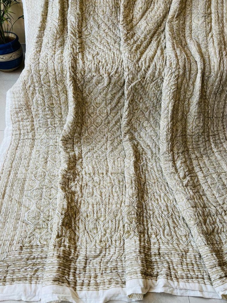 Indian Hand Block Printed Quilt Floral Cotton Quilt Handmade - Etsy