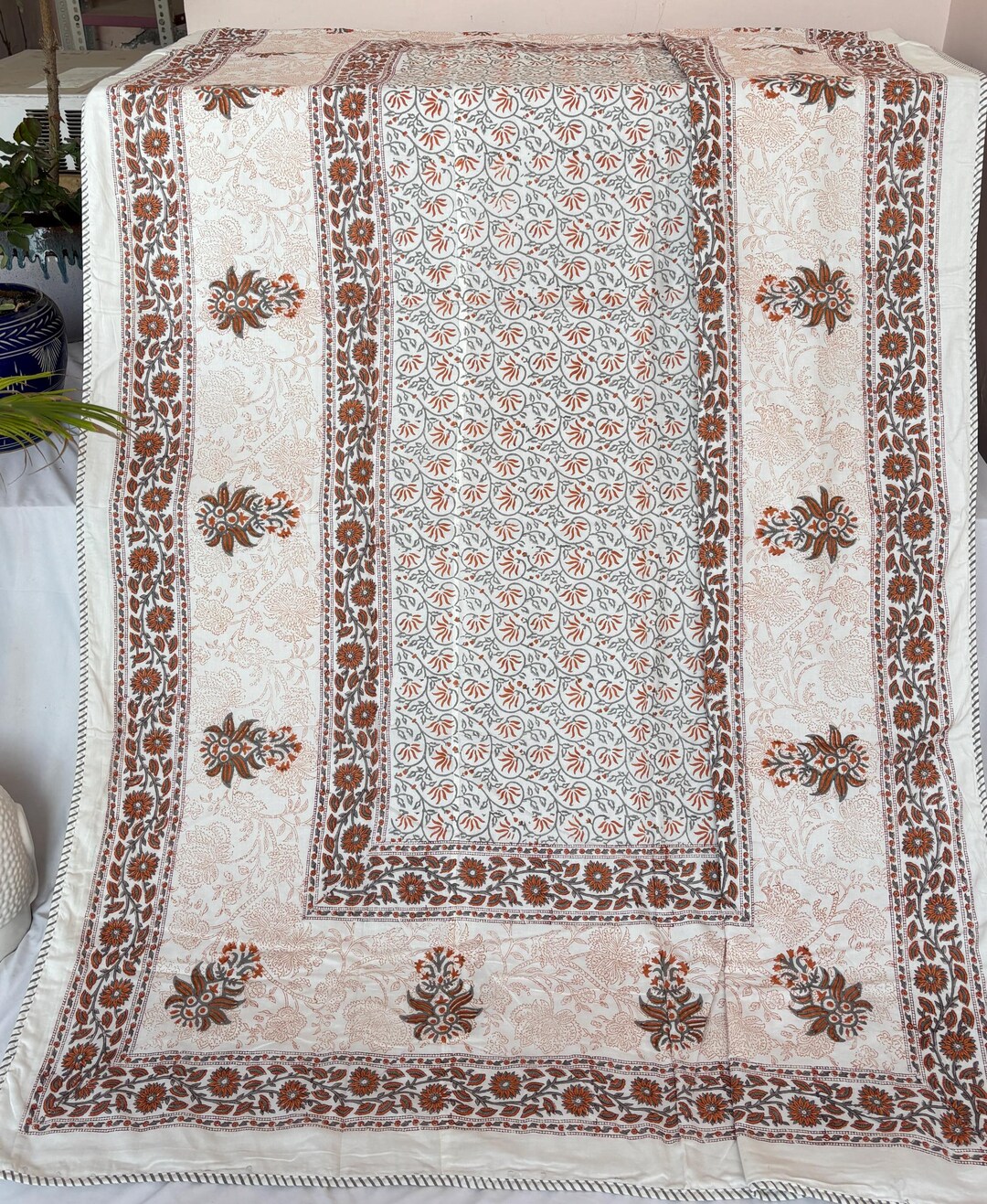Hand Block Printed Cotton Dohar: Reversible Indian Quilt Bedspread - Etsy