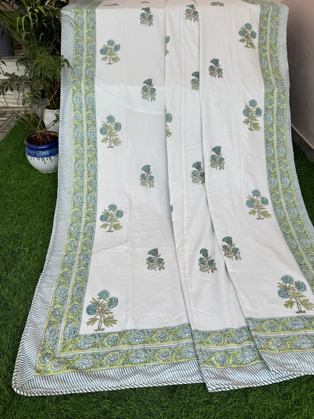 Srjliving Handblock Printed Dohar Cotton Quilt,kantha Quilt,jaipur ...