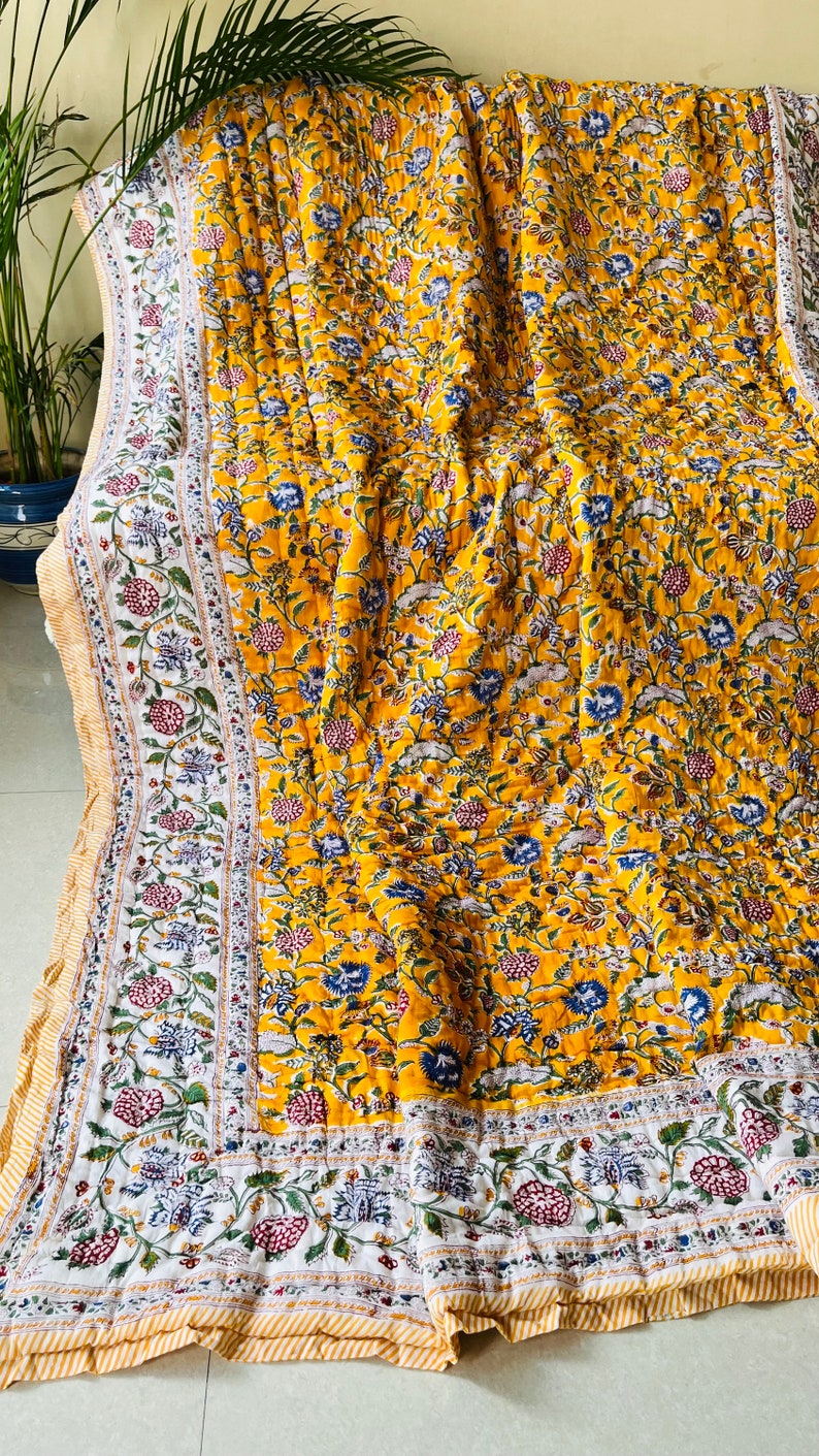 Indian Beautiful Hand Block Print Quilt Indian Handmade Cotton - Etsy