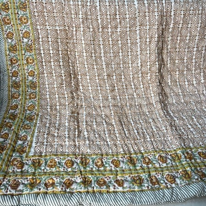 Hand Block Print Quilt, Anokhi Jaipuri Design, Handmade Blanket, Boho ...