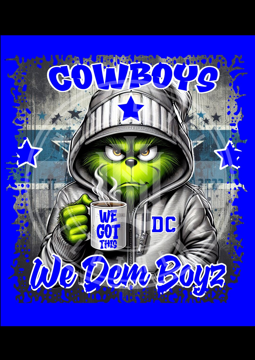 Grinch blue dallas cowboys 300dpi.png archivo sublimación o - Etsy España