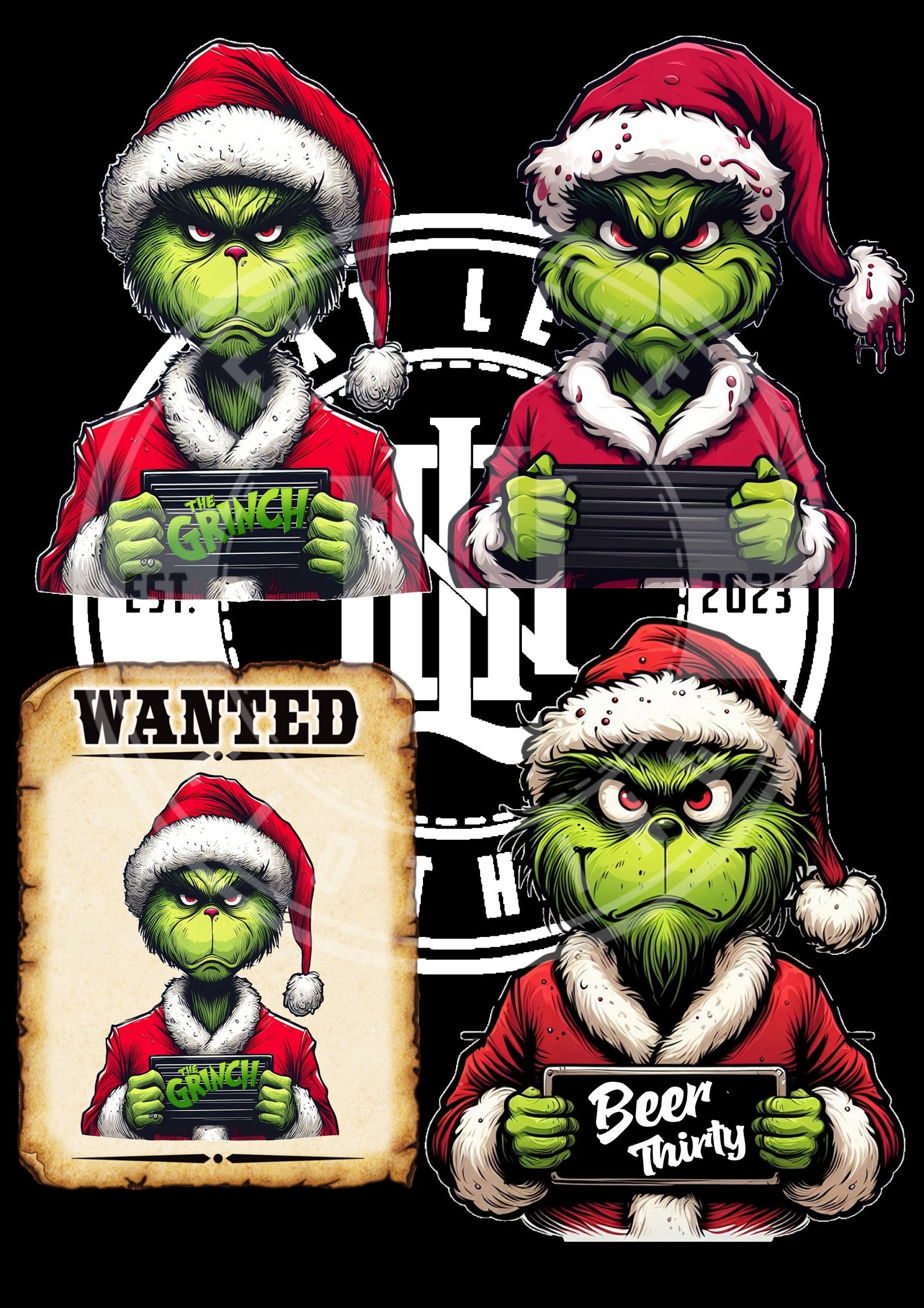 Wanted Grinch Christmas Combo Png 300dpi No Background - Etsy