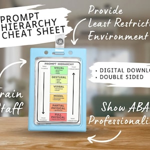 Prompt Hierarchy Cheat Sheet, ABA Prompt Guide, How to Prompt, BCBA ...