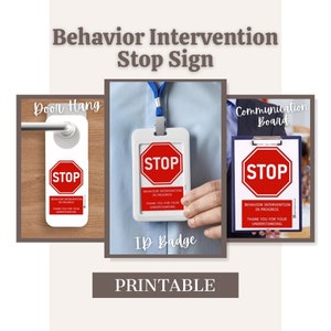 Behavior Intervention Sign, ABA Stop Sign, RBT Badge, BCBA Badge, Sped ...