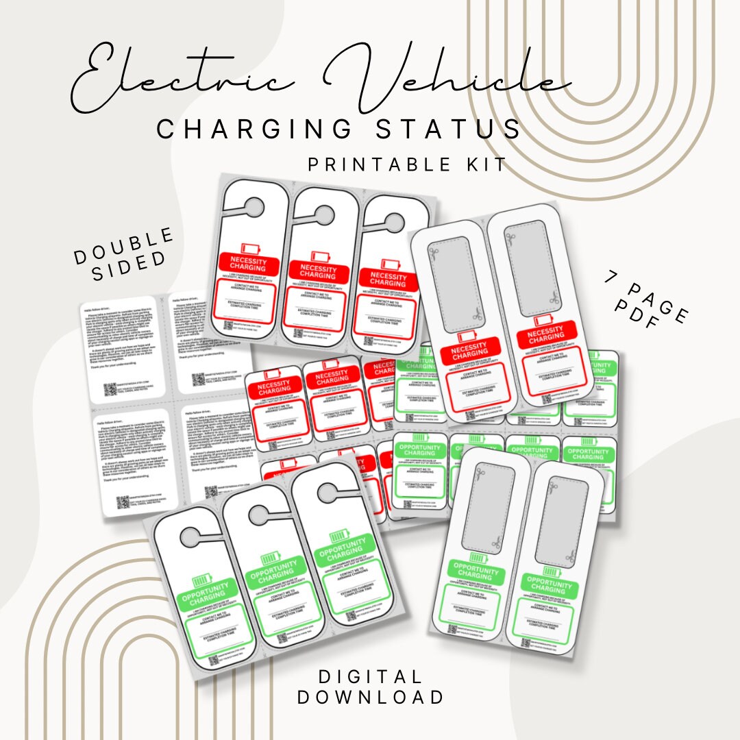 EV Charging Sign, Printable, Electric Vehicle Charging Status Sign, EV ...