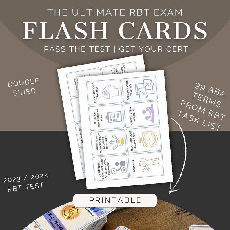 RBT Exam Flashcards, Printable, Registered Behavior Technician ...