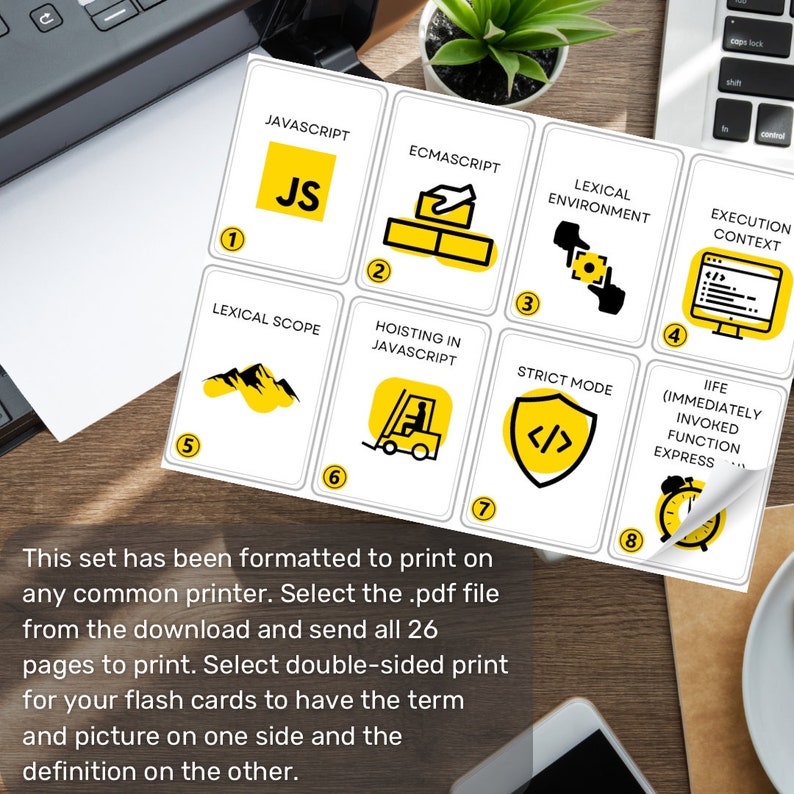 Javascript Flashcards, JSE Certification, Digital Download, CISSP, Jsa, AWS, Comptia, Developer ...