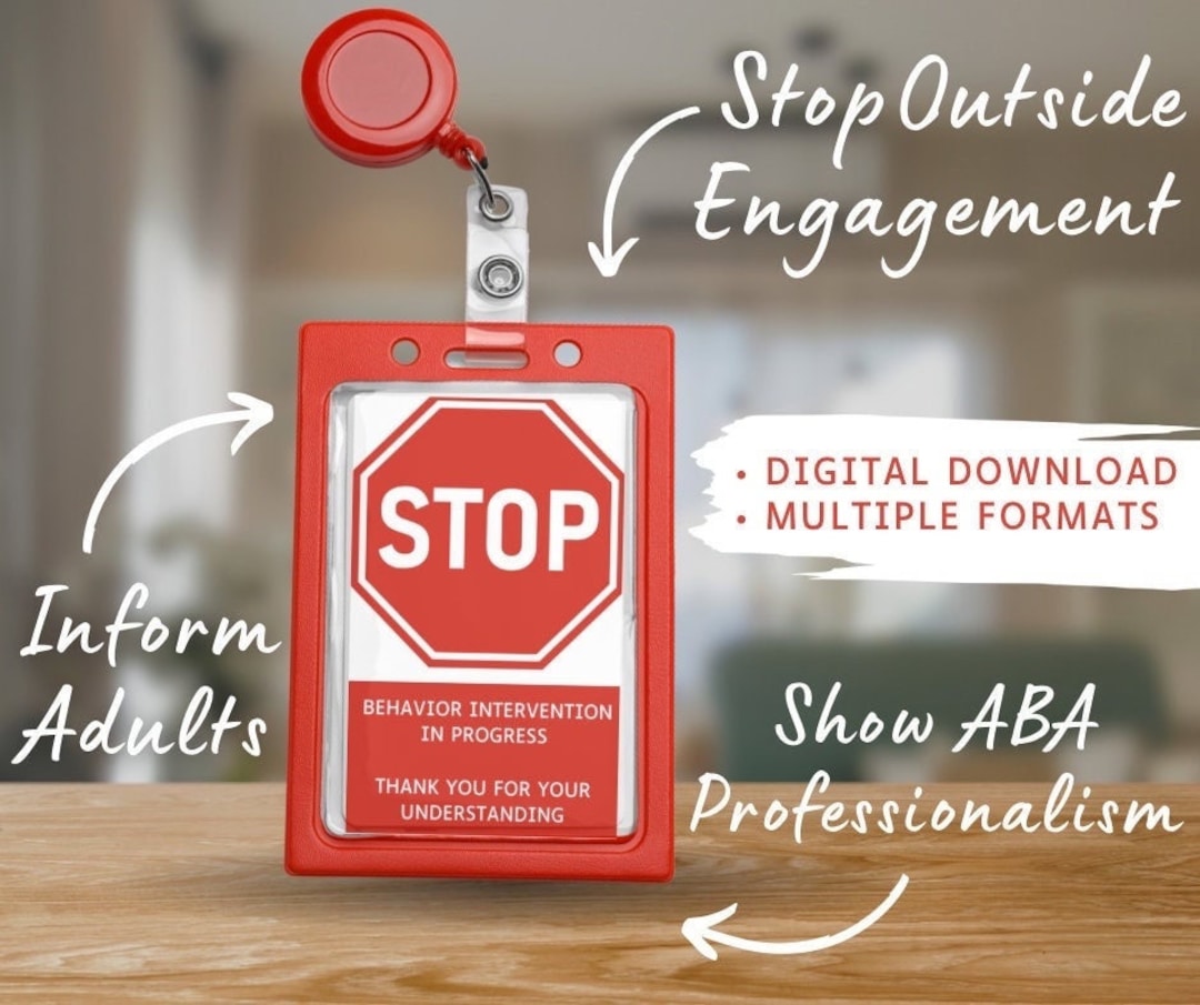 Behavior Intervention Sign, ABA Stop Sign, RBT Badge, BCBA Badge, Sped ...