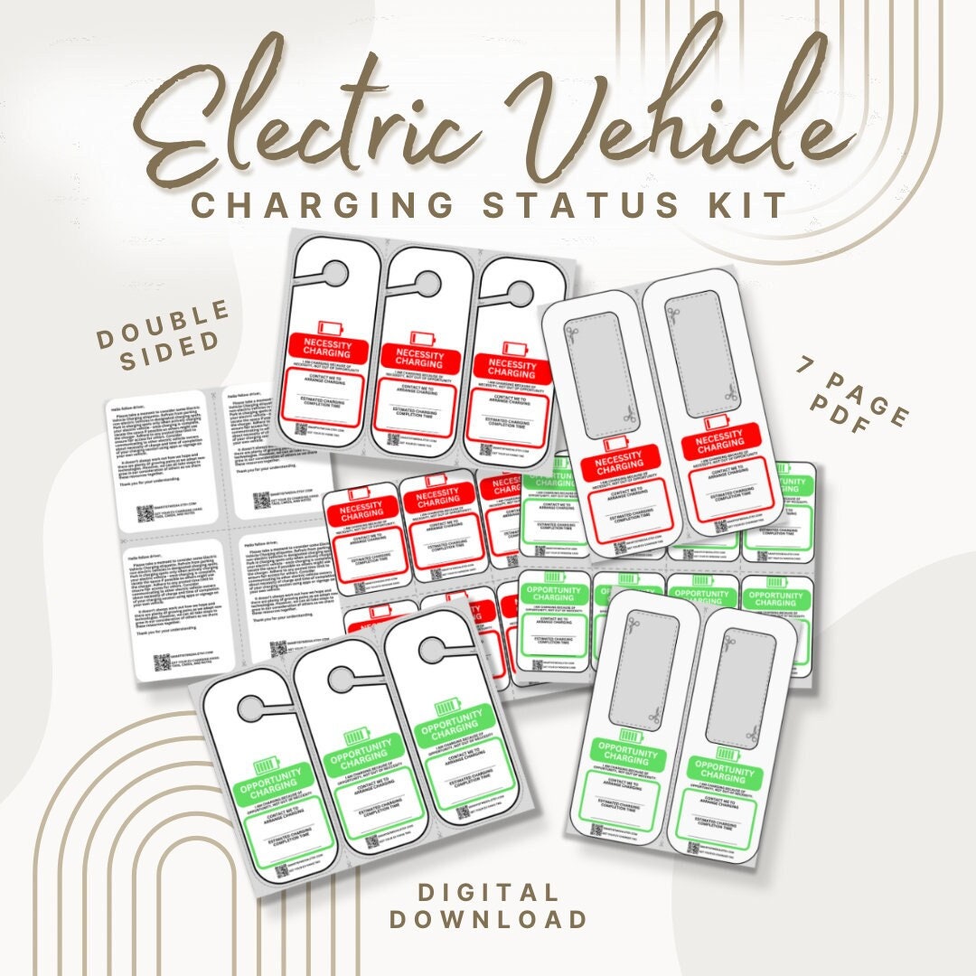 EV Charging Status Sign – Electric Vehicle Etiquette & Charger Notices ...