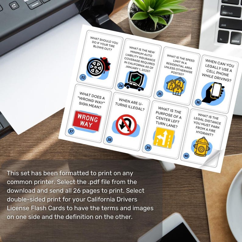 California DMV Test Flashcards – Driver's License Exam Prep (printable ...