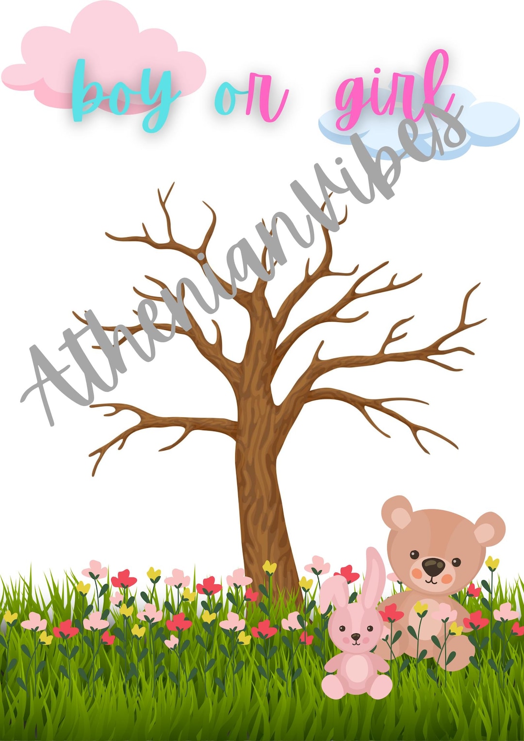 Gender Reveal Voting Tree Poster Digital Download - Etsy