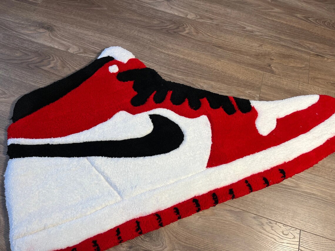 Handmade Nike Inspired Tufted Rug Unique Sneaker Art for Your Space ...
