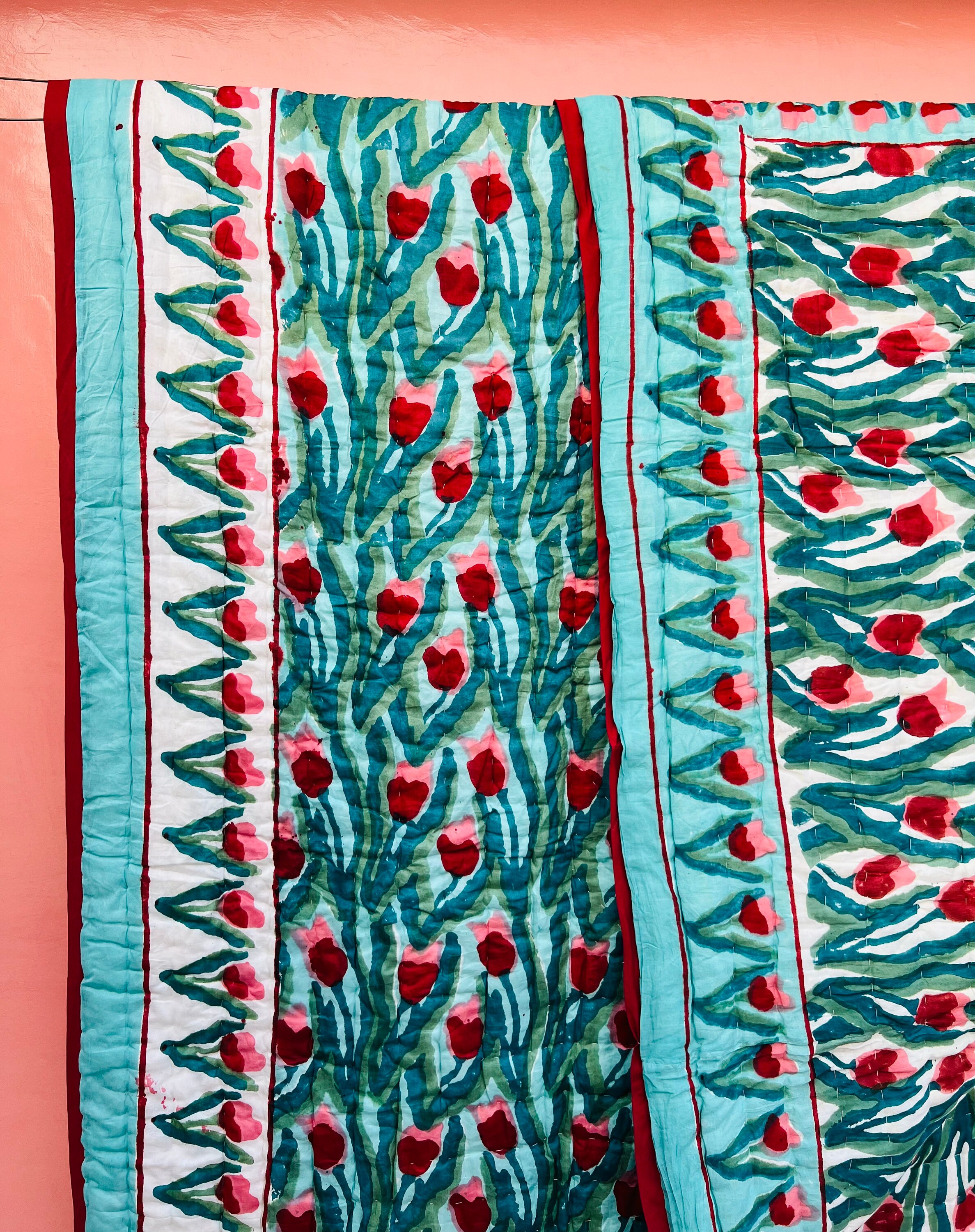 Reversible Quilt Soft Cotton Quilt Hand Block Print Quilt Floral Print ...