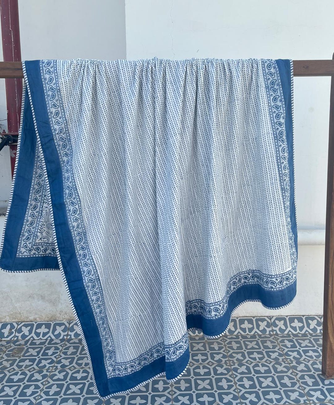 Hand Block Printed Cotton Quilt: Ac Dohar Bohemian Floral Bedspread ...