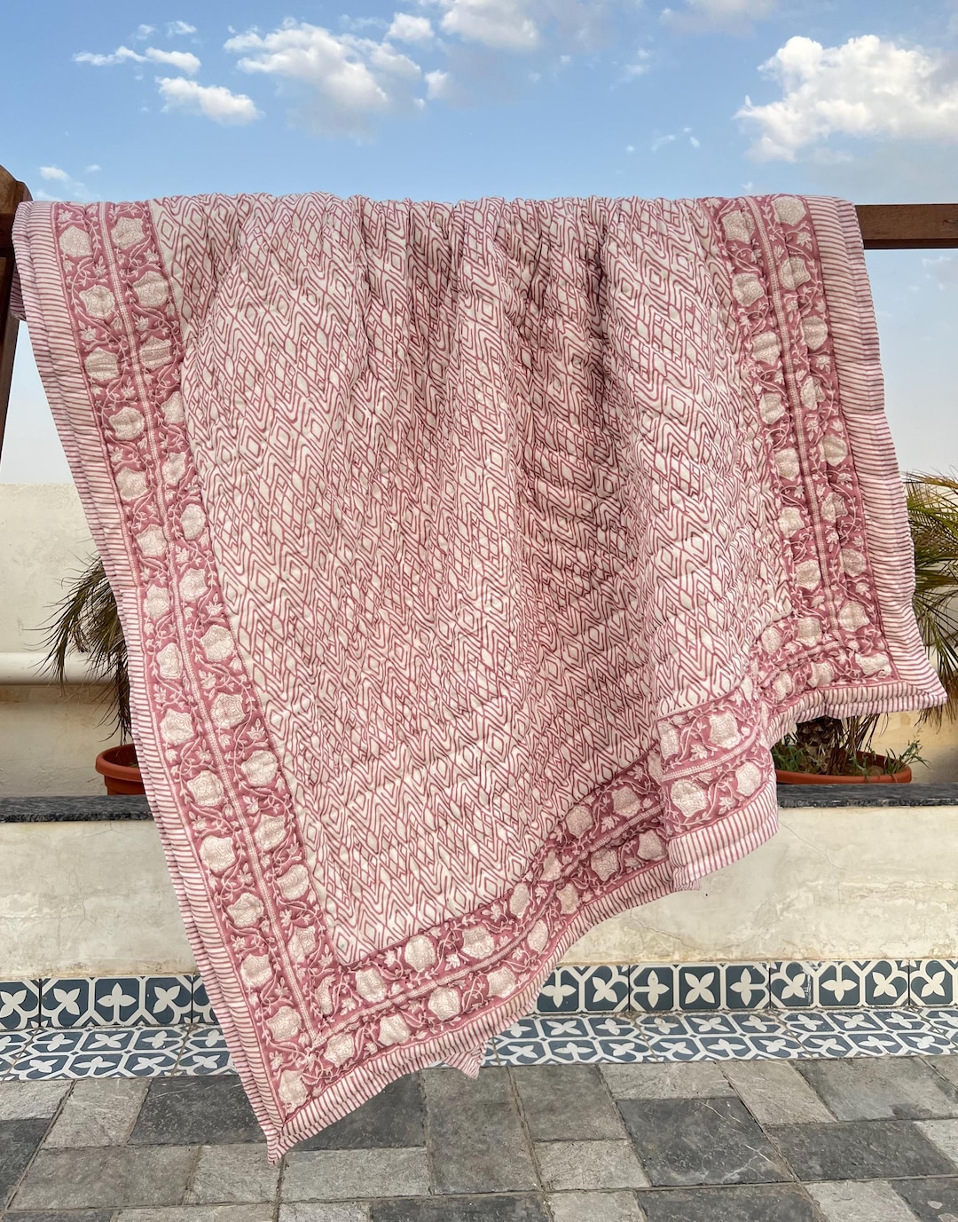 Hand Block Print Quilt Indian Reversible Jaipuri Razai Cotton Voile ...