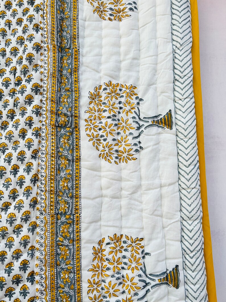Anokhi Indian Jaipuri Block Print Quilt Printed Reversible Razai Cotton ...