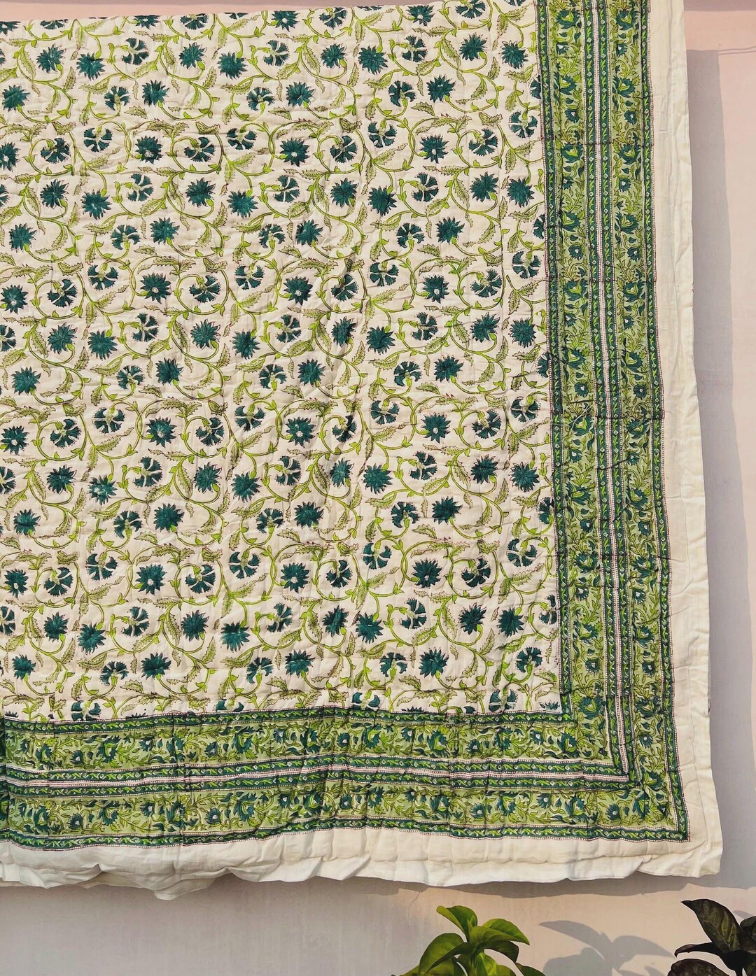 Anokhi Hand Block Cotton Quilt, King Size Bedspread Throw Reversible ...