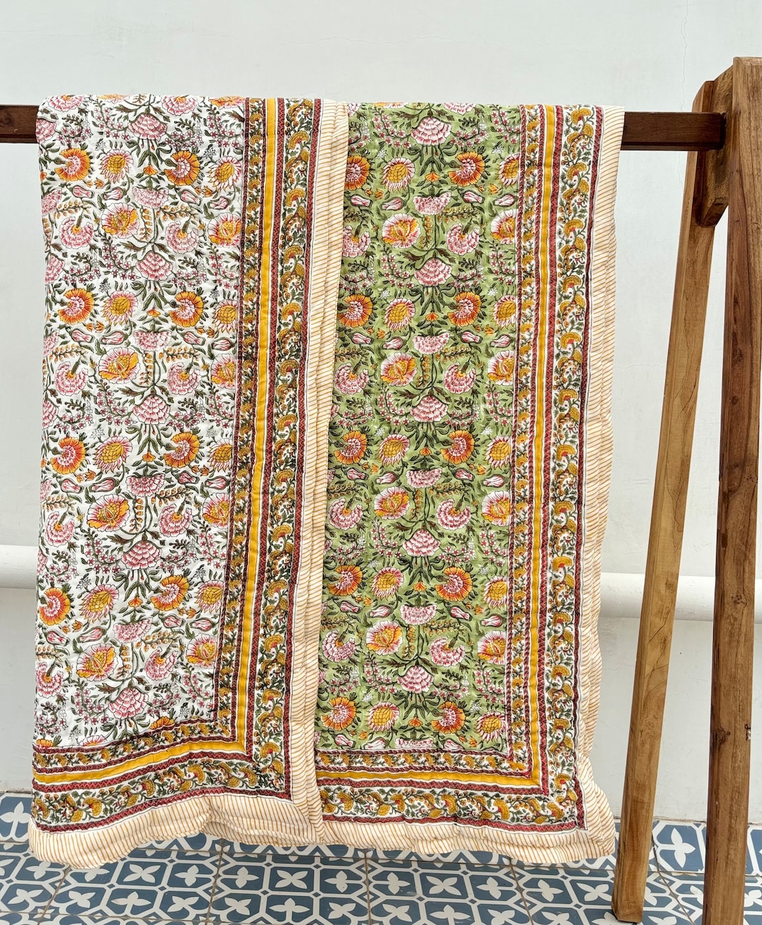 Anokhi Indian Jaipuri Block Print Quilt Printed Reversible Razai Cotton ...