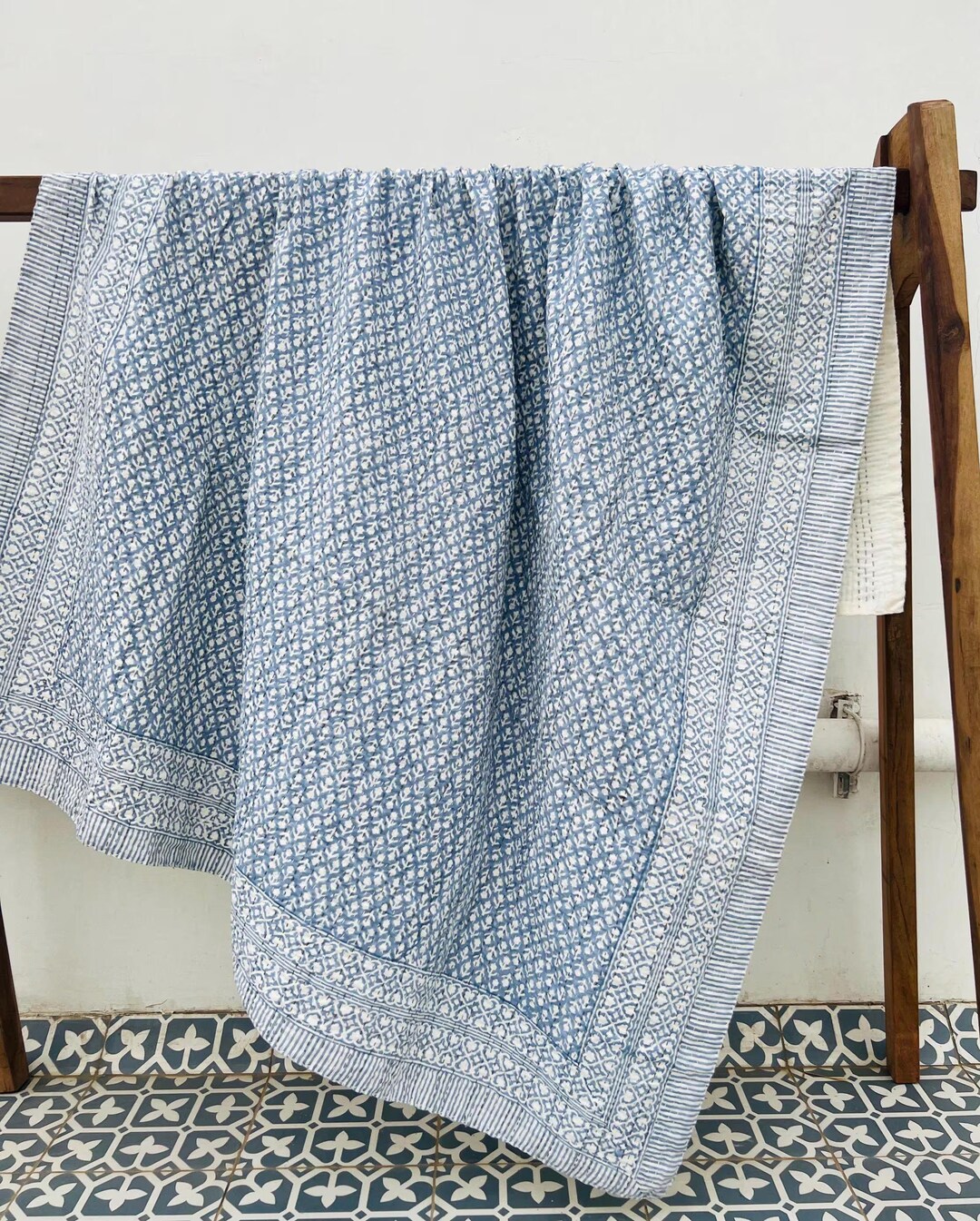 Indian Hand Block Printed Cotton Quilt, Jaipur Kantha Quit Handmade ...