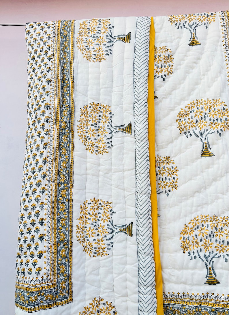 Anokhi Indian Jaipuri Block Print Quilt Printed Reversible Razai Cotton ...
