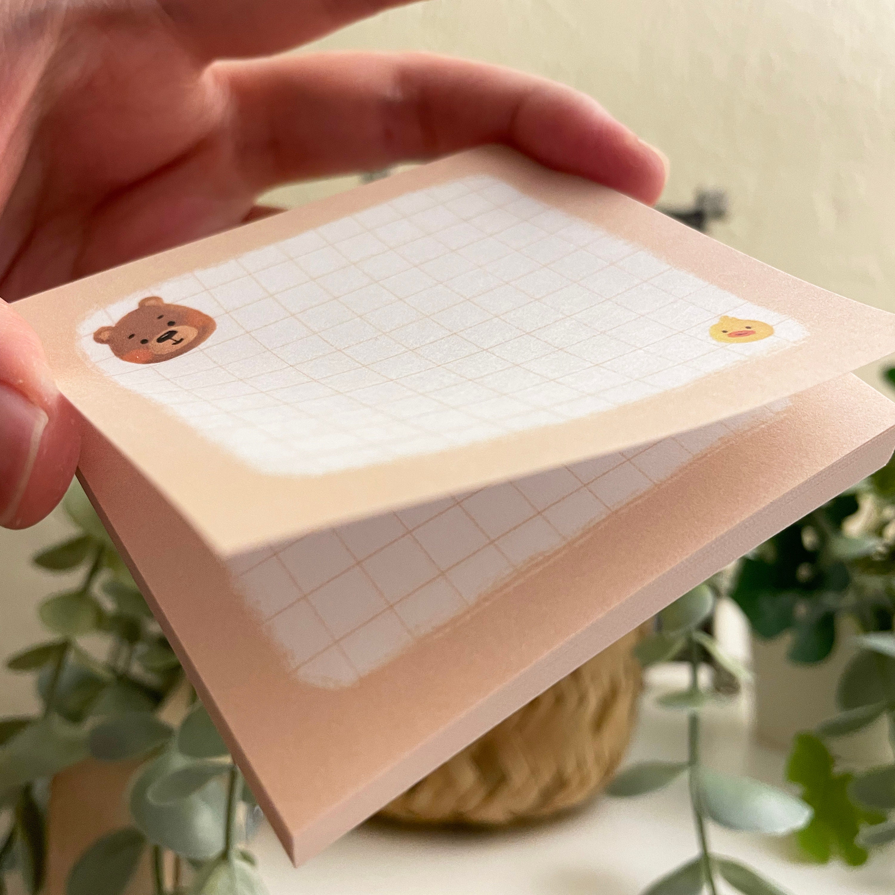 Cute Grid Sticky Notes Post-it Notes Bear and Ducky 3 X 3 Square 50 ...