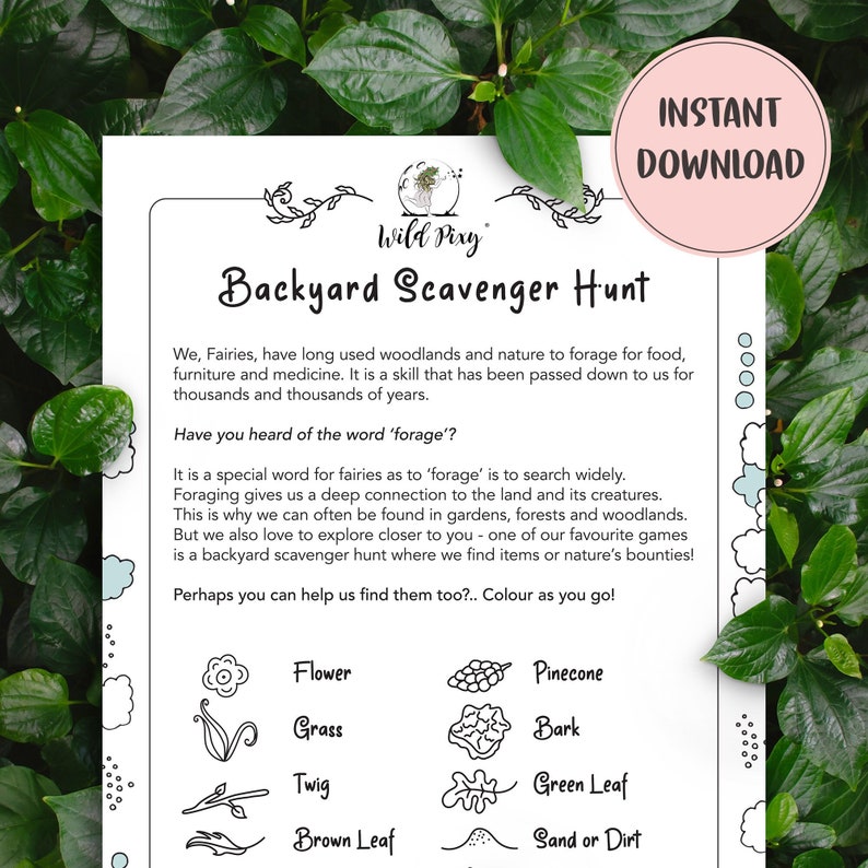 Backyard Scavenger Hunt Activities Printable PDF Instant - Etsy