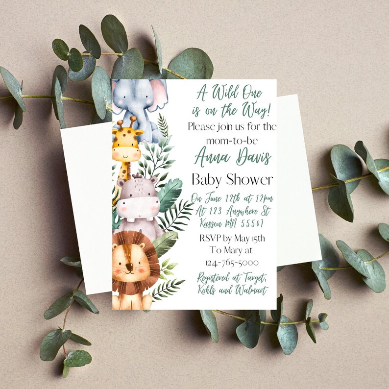 Editable Jungle Animal Theme Invitations Digital Download - Etsy Australia