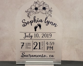 Arch Baby Stats Sign Baby Stats Sign Baby Announcement - Etsy