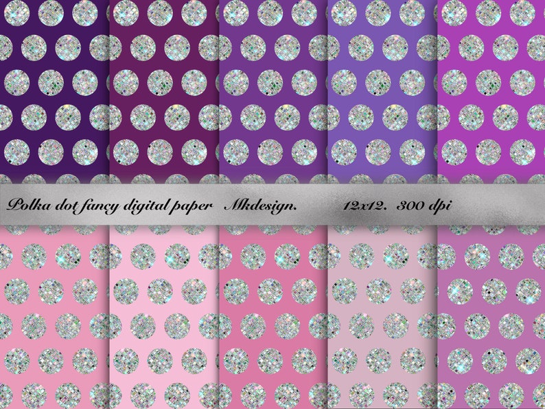 Pink and Purple Polka Dot Fancy Digital Paper - Etsy