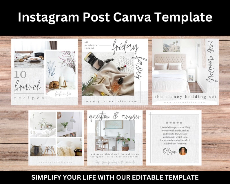 Editable Instagram Template, Review Template, Business Template, Social Media Planner Canva ...