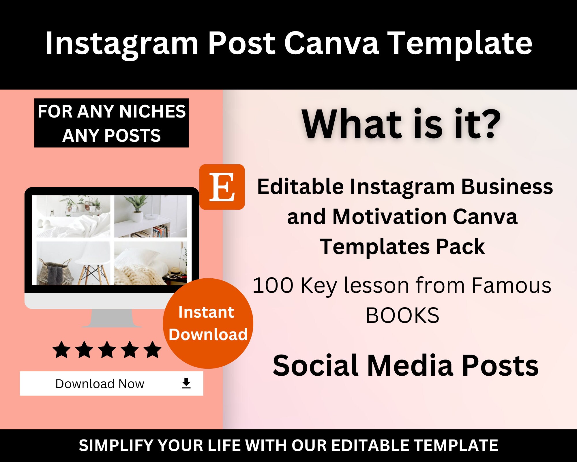 Editable Instagram Template, Review Template, Business Template, Social ...