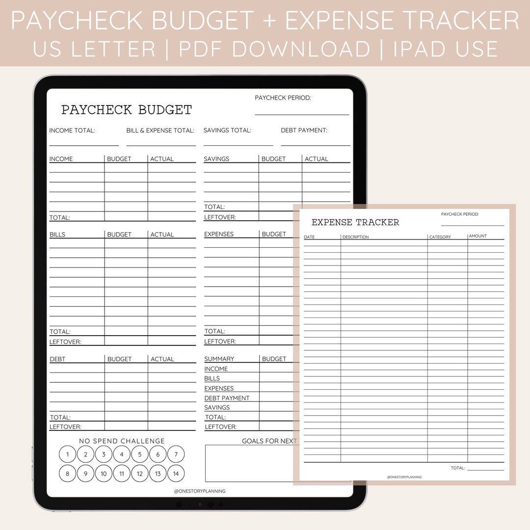 MINIMAL Paycheck Budget Planner + Expense Tracker | Goodnotes Budget ...