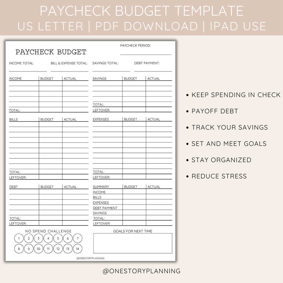 MINIMAL Paycheck Budget Planner | Paycheck Template | Goodnotes ...