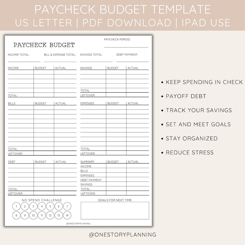 MINIMAL Paycheck Budget Planner | Paycheck Template | Goodnotes ...