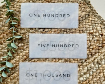 Cash Placeholders Set of 3 | Laminated Matte Vellum | Minimal Aesthetic ...