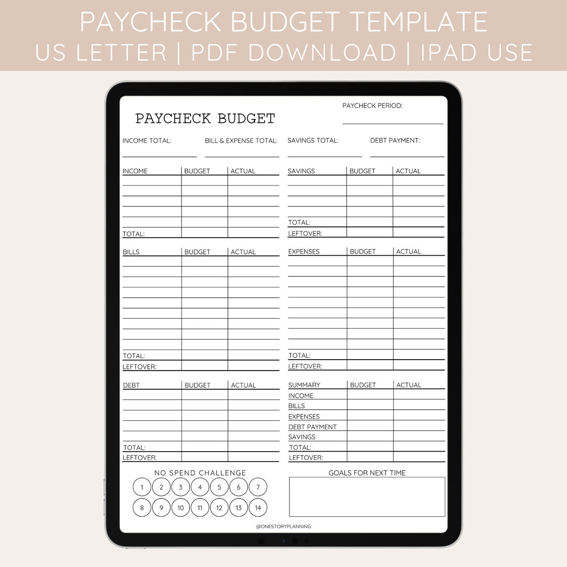 MINIMAL Paycheck Budget Planner | Paycheck Template | Goodnotes ...