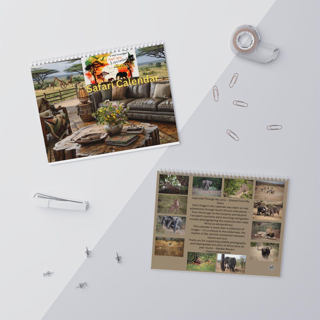 Safari Wall Calendar, Monthly Planner, Birthday Calendar, Gift for ...