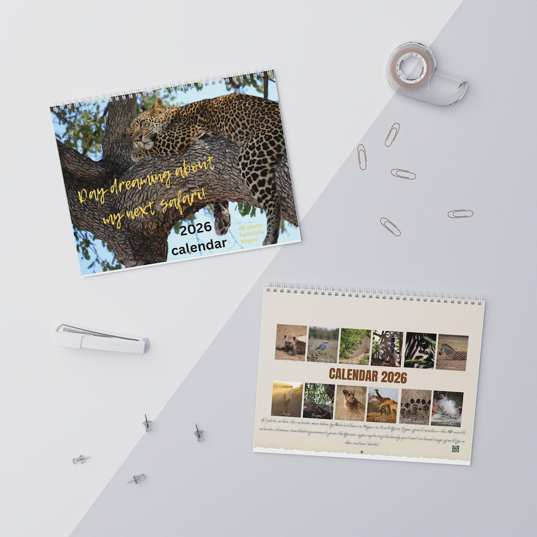 2026 Safari Wildlife Wall Calendar, African Souvenir, Nature ...