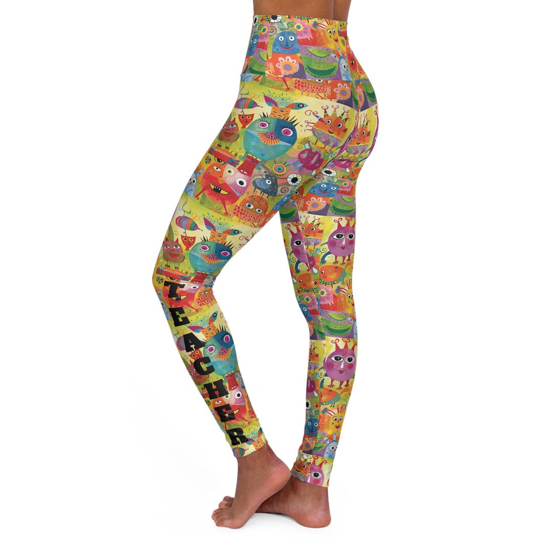 Fun Teacher Leggings, Classroom Artwork Print, High Waisted Yoga, Bold ...
